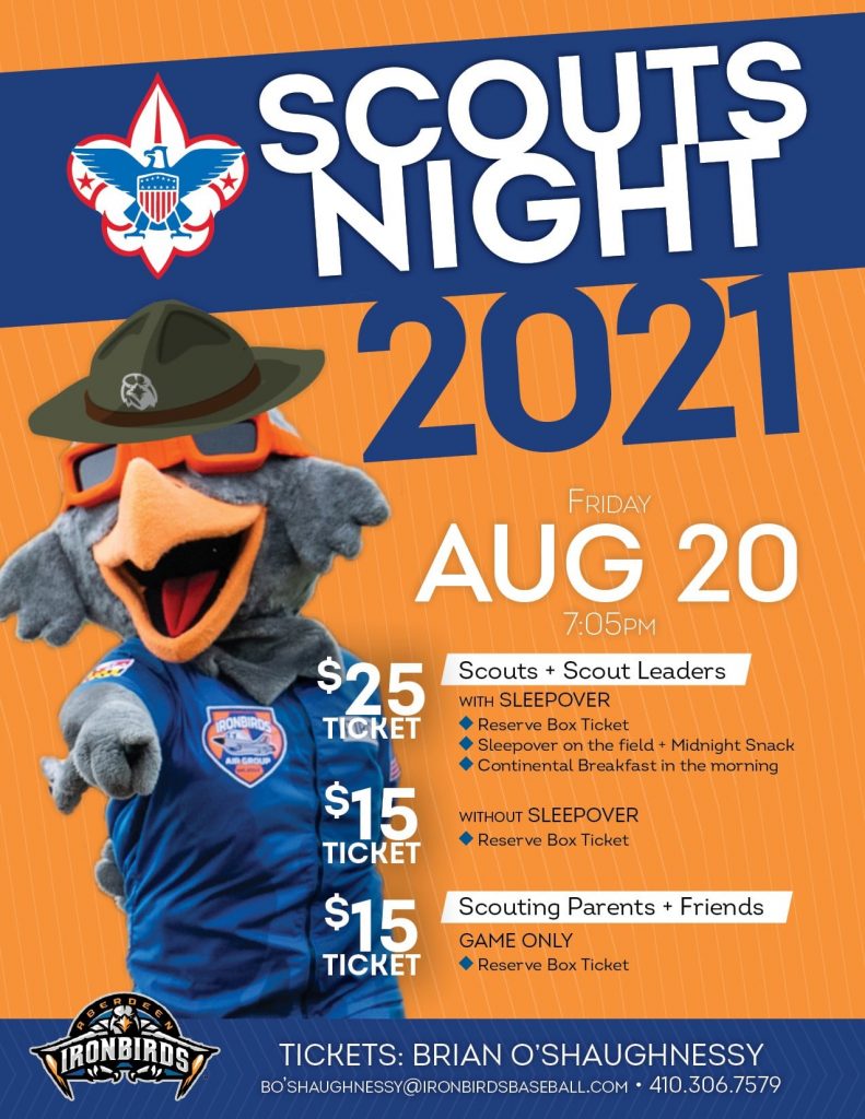 IronBirds Scout Night - Game with option of Sleepover - Cub Scouts Pack 802