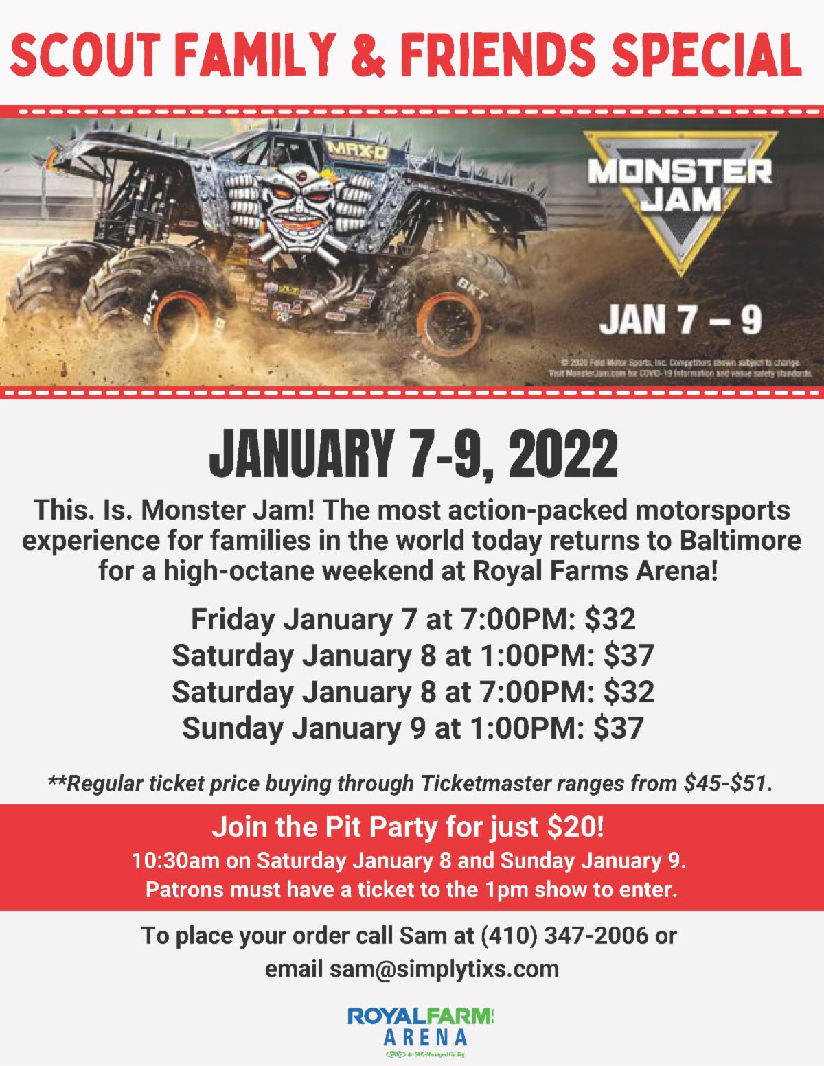 Baltimore Area Council Scout Family & Friends Monster Jam Event - Cub ...